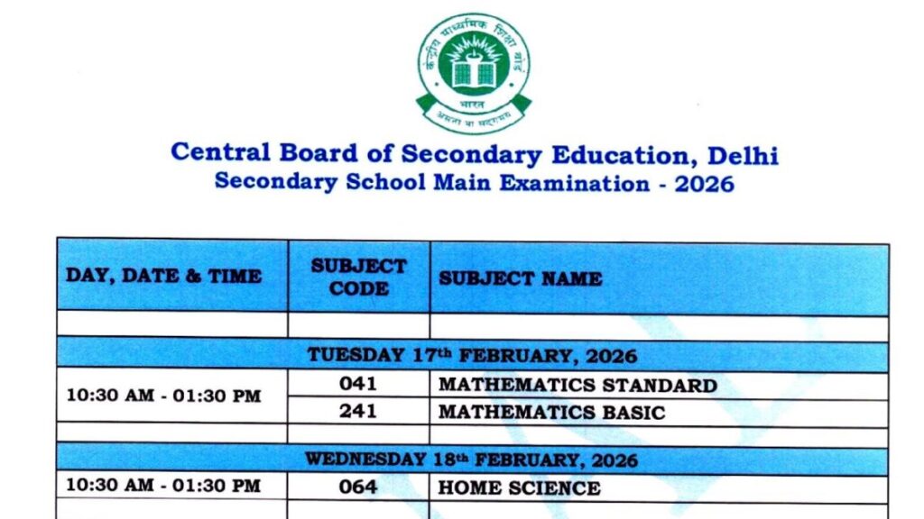 cbse board exam dates-2026 10th 12th schedule released - Chate Public ...